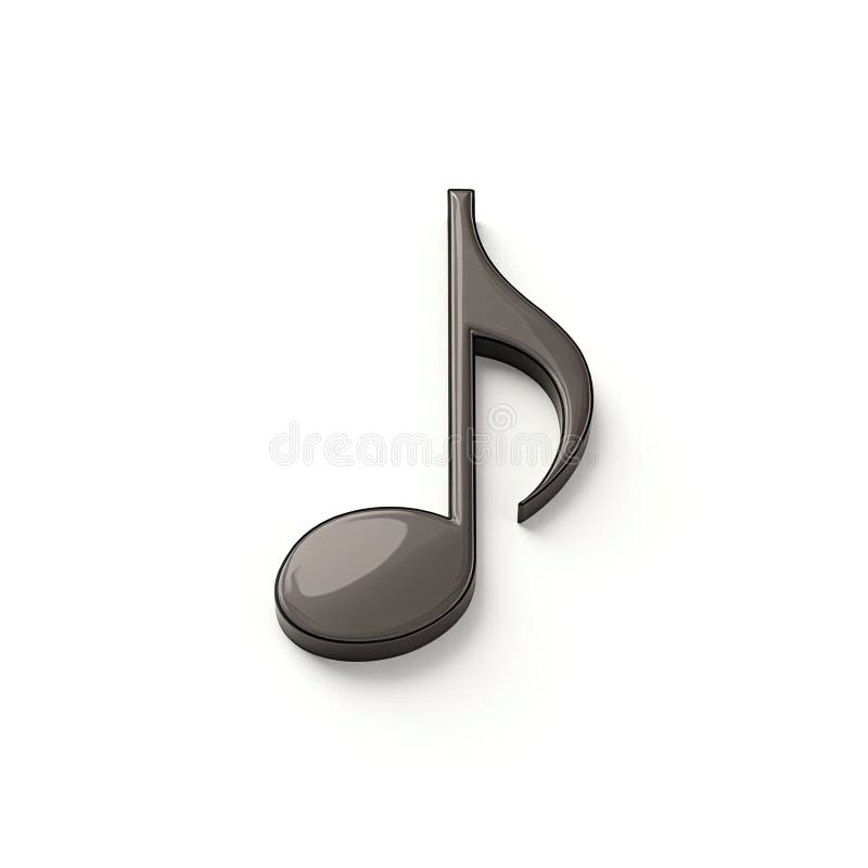 3D Metallic Music Note Icon on White Background Stock Illustration ...