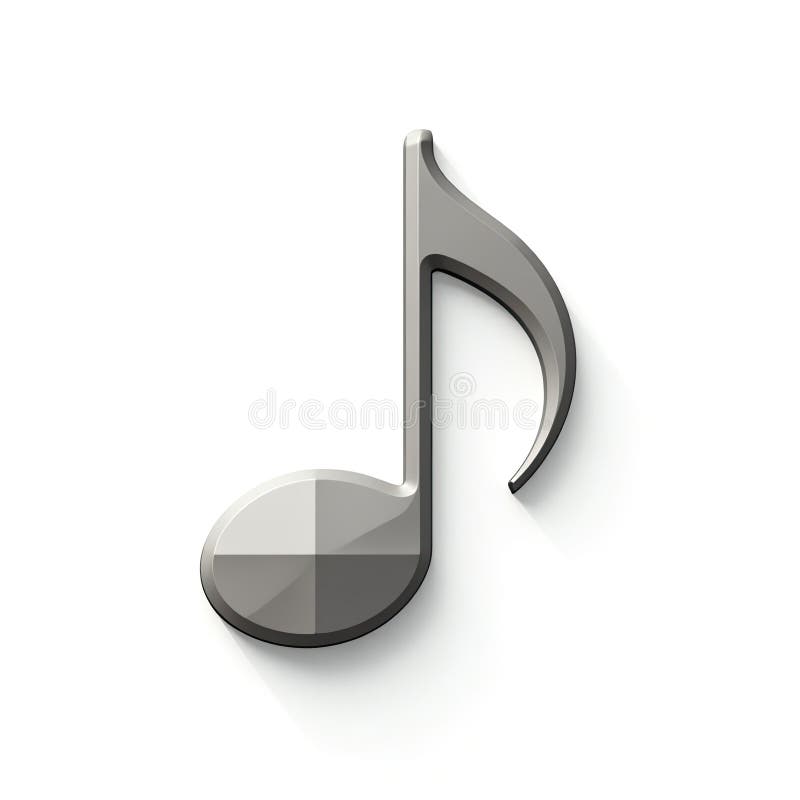 3D Metallic Music Note Icon on White Background Stock Illustration ...