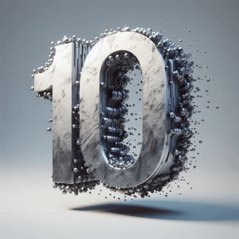 3d Metallic Number 10 with Bubbles Stock Vector - Illustration of ...