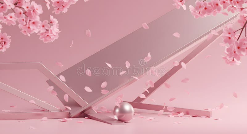 3D Metallic Pink Sakura Backgrounds Stock Illustration - Illustration ...