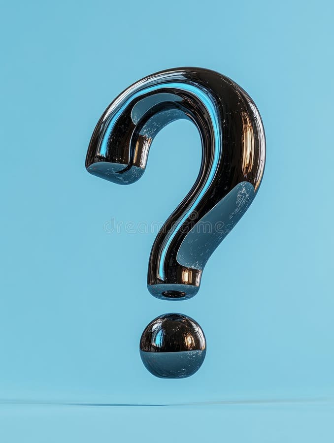 3D Metallic Question Mark on a Blue Background, Symbolizing Inquiry ...