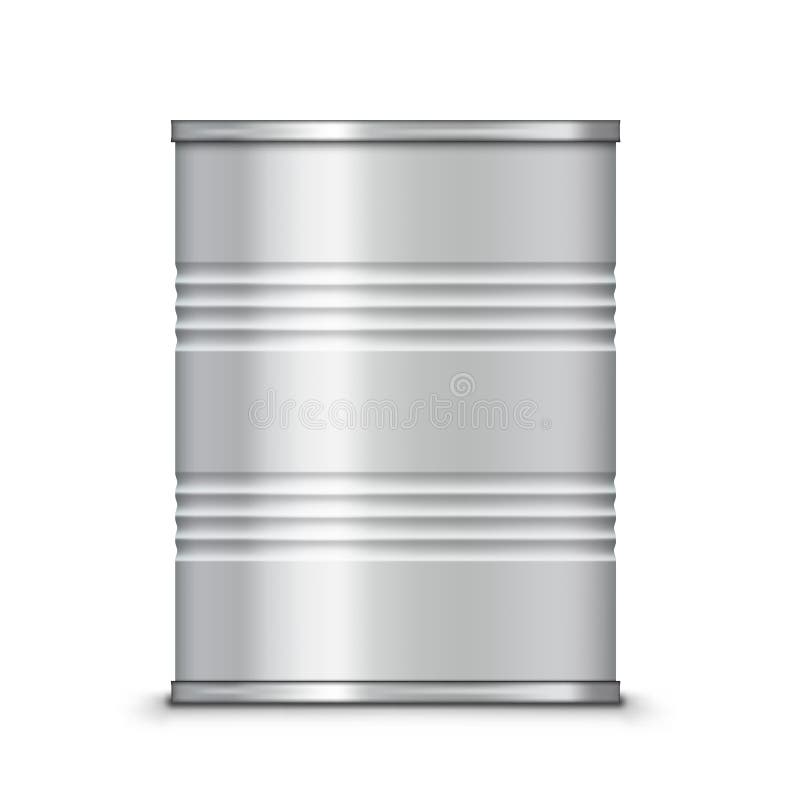 3D Metallic Ribbed Tin Can. Canned Food Stock Vector - Illustration of ...