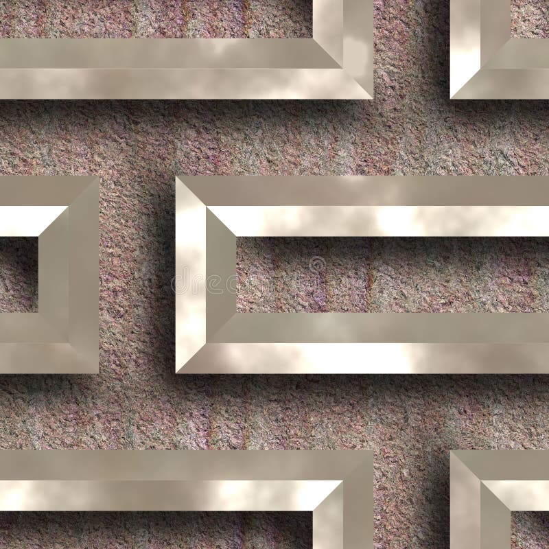 3D Metallic Shapes on Concrete Wall Seamless Tile Stock Illustration ...