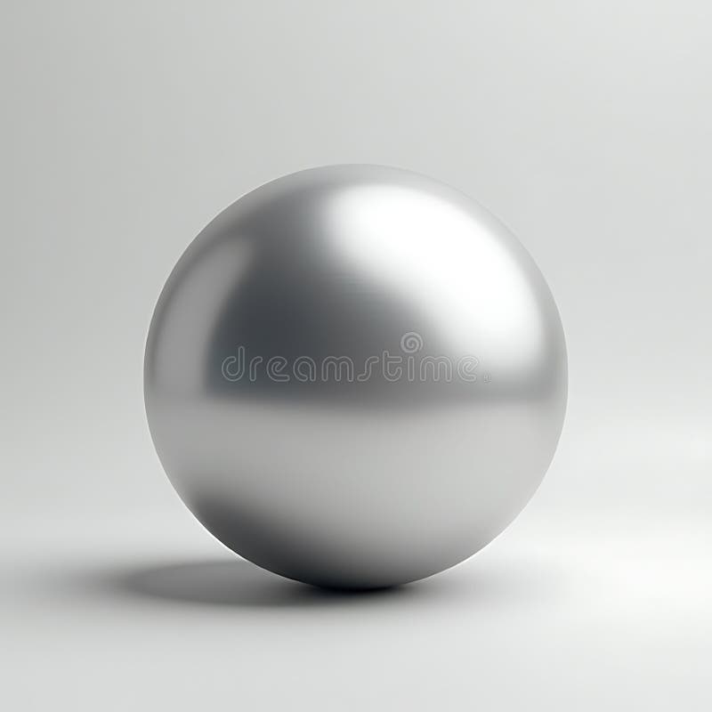 3D Metallic Silver Sphere Isolated on a White Background Stock ...