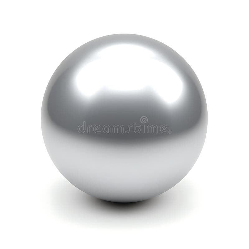 3D Metallic Silver Sphere Isolated on a White Background Stock ...