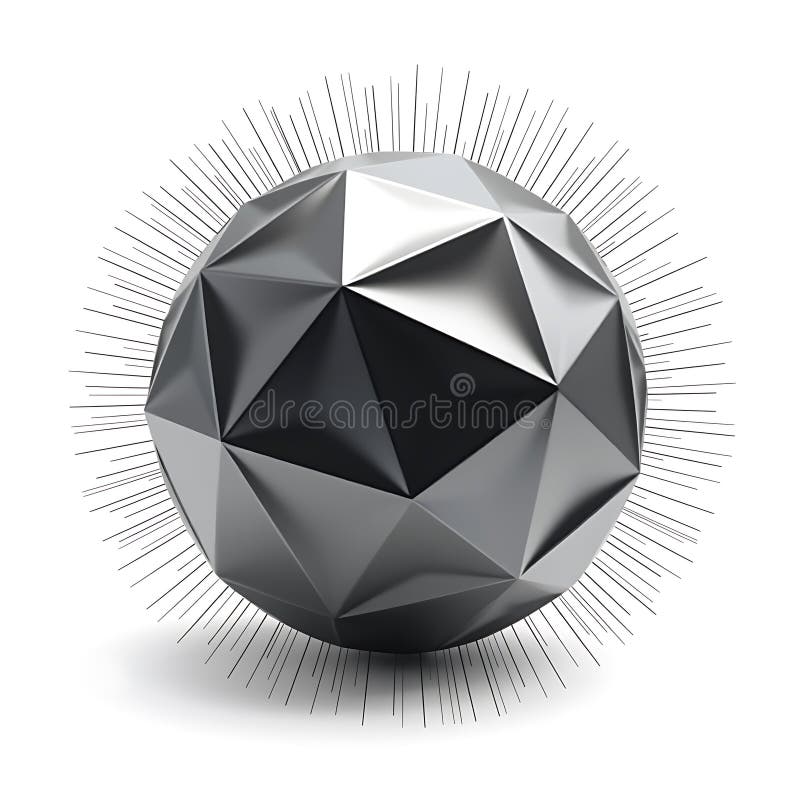 3D Metallic Silver Sphere Isolated on a White Background Stock ...