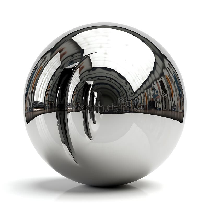 3D Metallic Silver Sphere with Reflections Stock Illustration ...