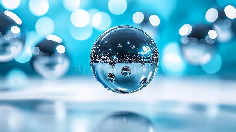 3D Metallic Spheres Float with Fluid Reflections in a Surreal, Abstract ...