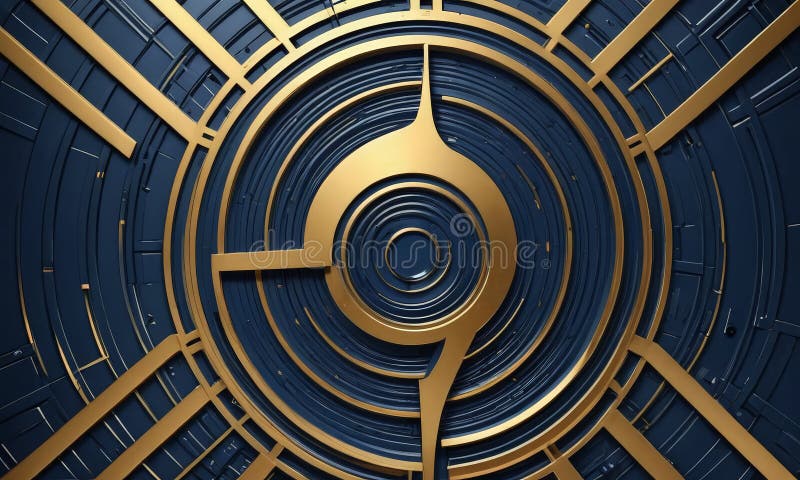 3D Metallic Surface with Concentric Circles and Central Gold Circle ...