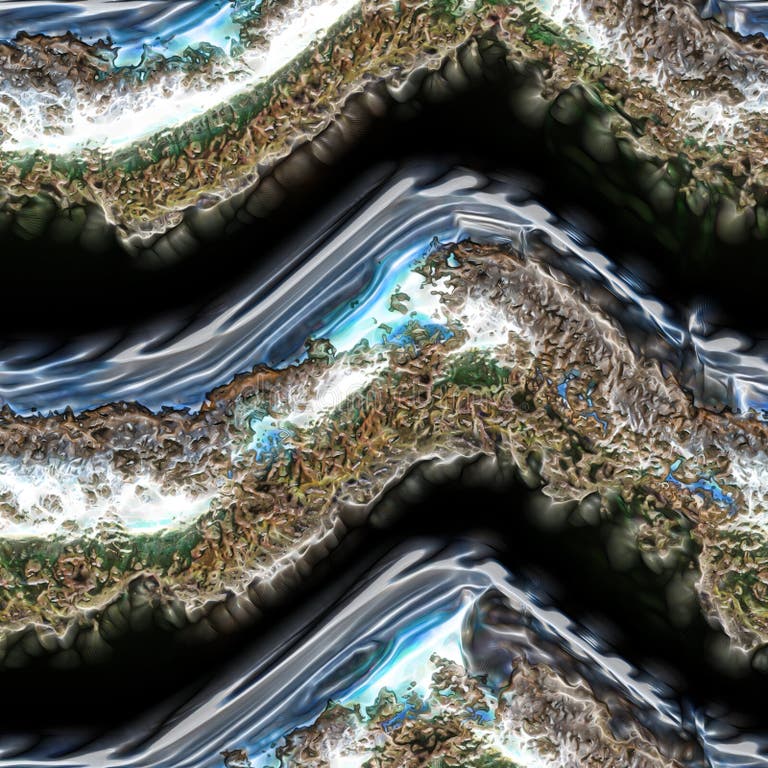 3d Metallic Surface Silver Wave Pattern Stock Illustration ...