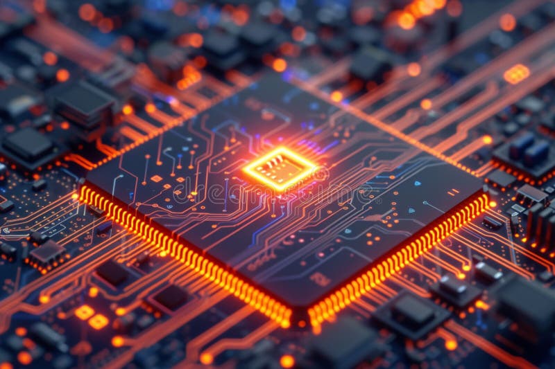 3D Microchip with AI Letters, Circuit Lines Creating Expansive Network ...