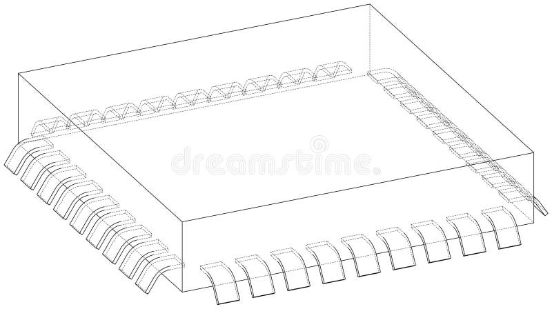 3D Microchip. Vector Rendering of 3d Stock Vector - Illustration of ...