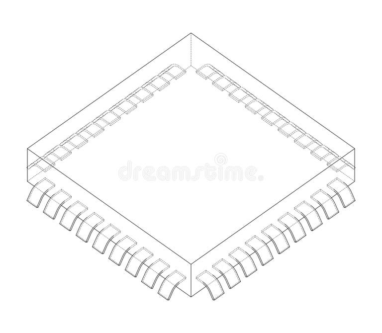 3D Microchip. Vector Rendering of 3d Stock Vector - Illustration of ...