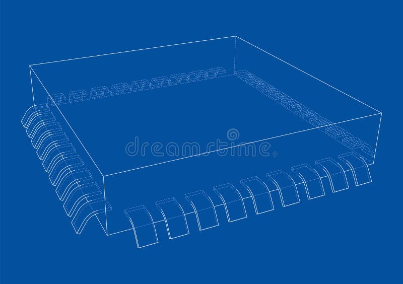 3D Microchip. Vector Rendering of 3d Stock Vector - Illustration of ...