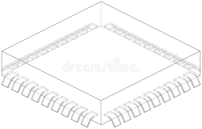 3D Microchip. Vector Rendering of 3d Stock Vector - Illustration of ...