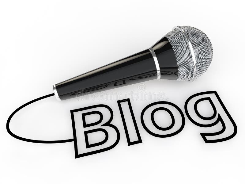 3d Microphone and Blog Text Stock Illustration - Illustration of record ...