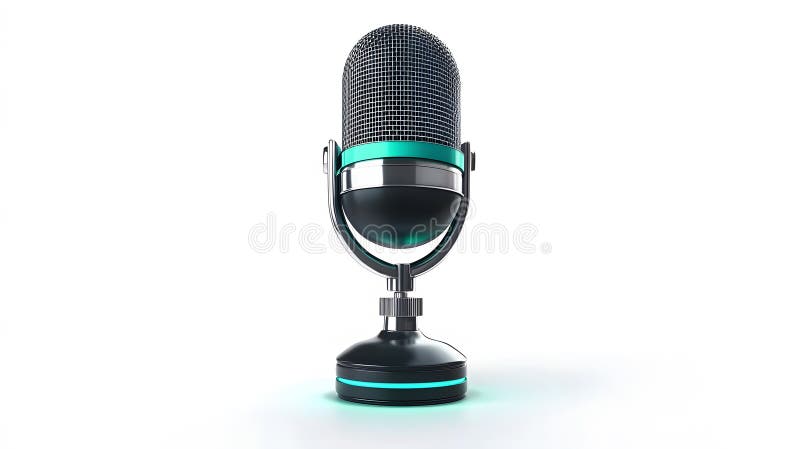 3D Microphone Icon with Glowing Metallic Mesh and Base, Modern Design ...