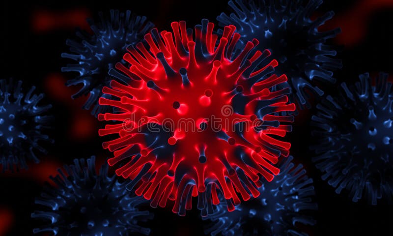 3D Microscopic Covid-19 Pandemic. Red Corona Virus Mutation Stock ...