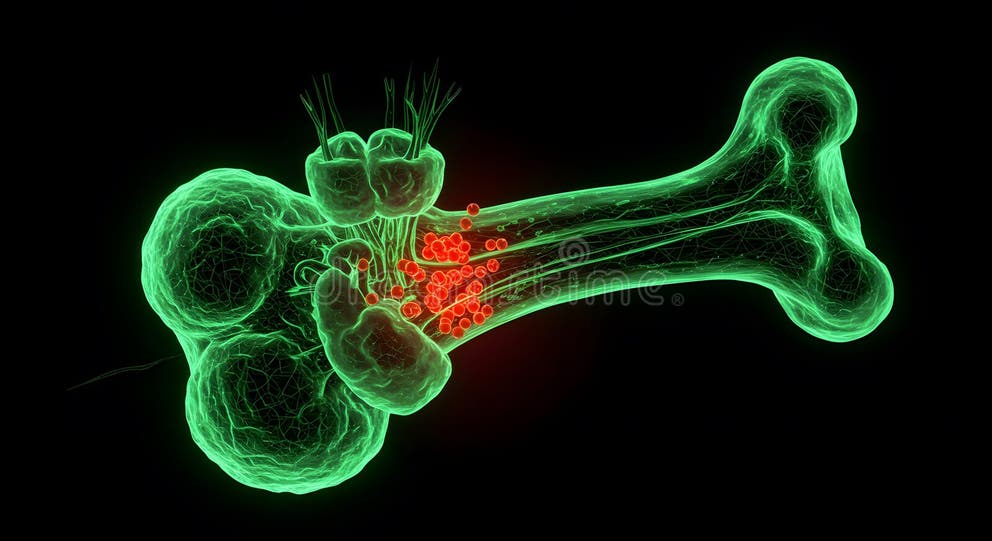 Microscopic 3D Rendering of Bone Infection Showing Osteocytes and ...