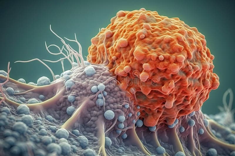 3D Microscopic View of a Tumor Cell Stock Illustration - Illustration ...