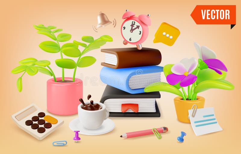 3d Mindfulness and Study Guides Concept Background Cartoon Design Style ...