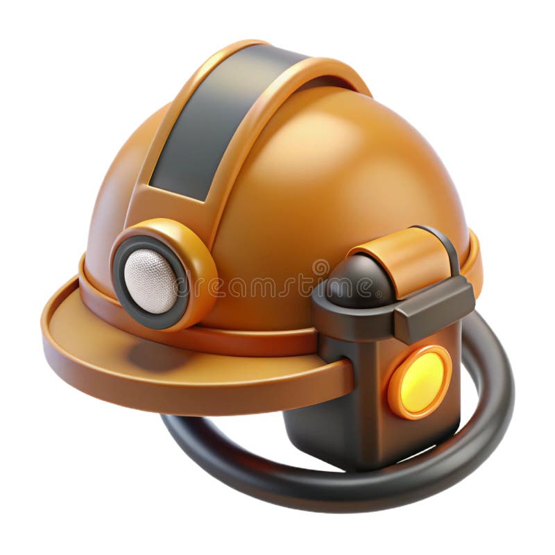 3D Miner Helmet with Lamp and Battery on White Stock Illustration ...
