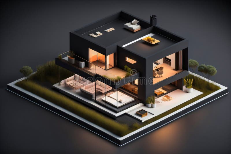 3d Miniature Modern Luxury House Stock Illustrations – 227 3d Miniature ...