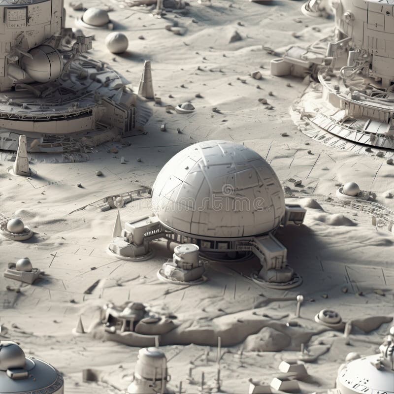 3d Miniature Space Base on the Moon. Ai Generated Illustration Stock ...