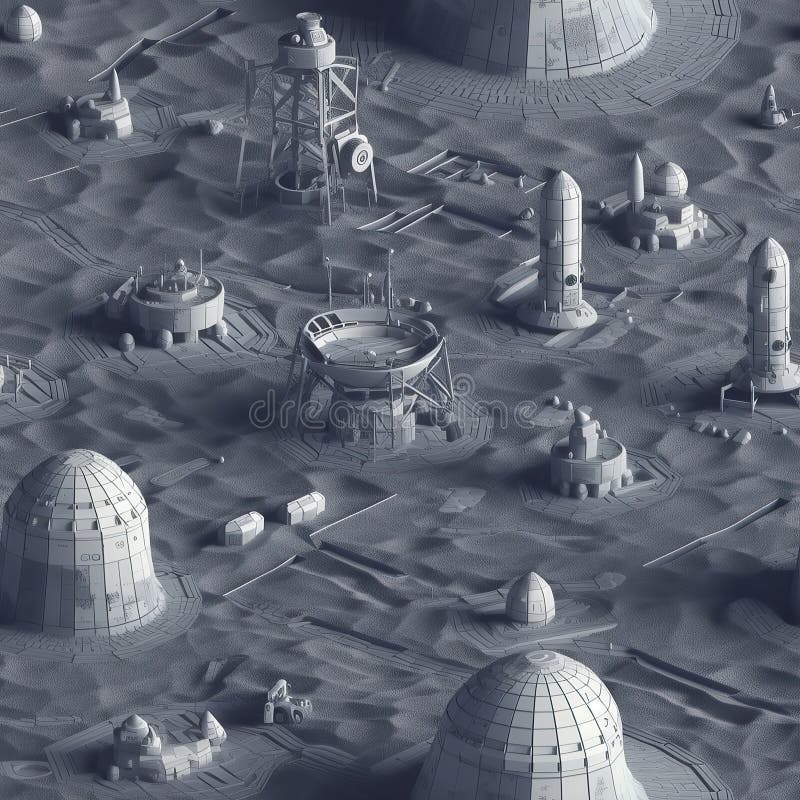 3d Miniature Space Base on the Moon. Ai Generated Illustration Stock ...
