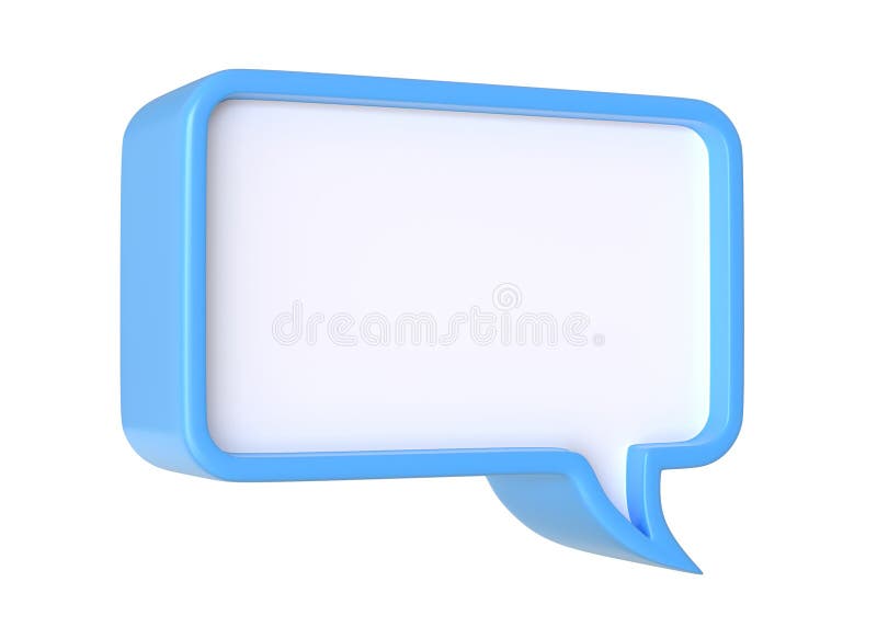 3D Minimal Blue Chat Bubble Isolated on a White Background with Copy ...
