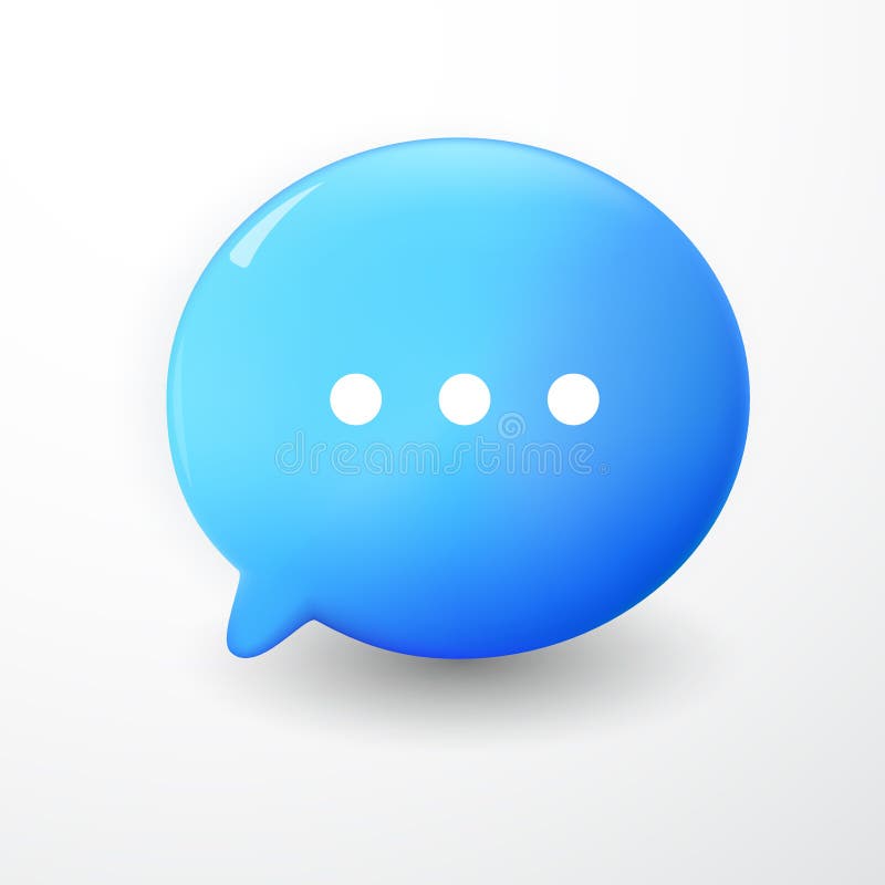 3D Minimal Blue Chat Bubbles on White Background. Concept of Social ...