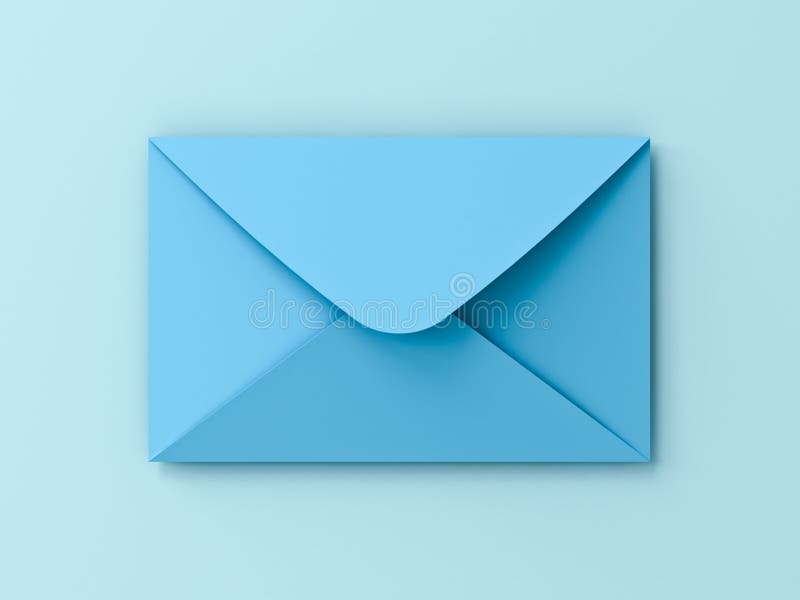 3d Minimal Blue Mail Icon or Blue Envelope on Blue Pastel Color or Cyan ...
