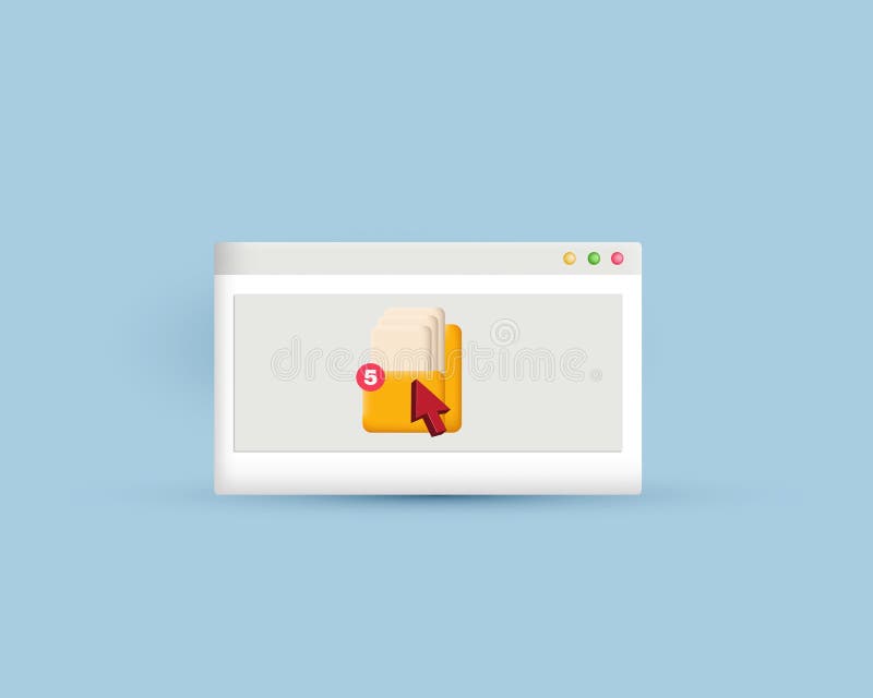 3d Minimal Design Folder Cursor Design Icon Computer Stock Vector ...