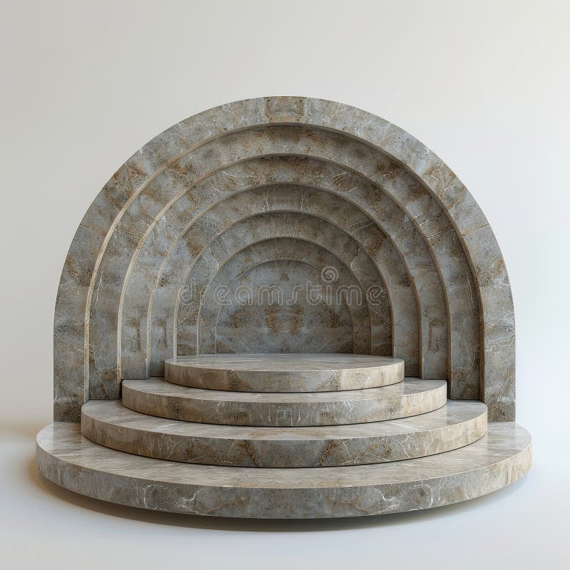 3D Minimal Element with Circular Stone Layers in Neutral Tones for ...