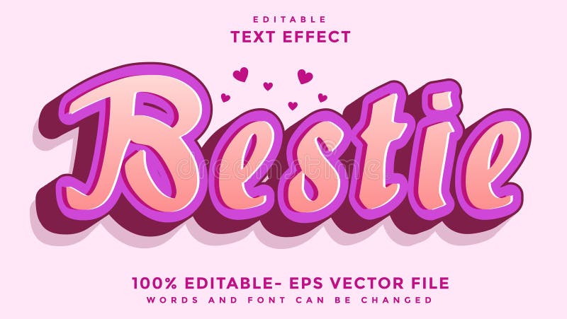 3d Minimal Gradient Bestie Editable Text Effect Design Template, Effect ...
