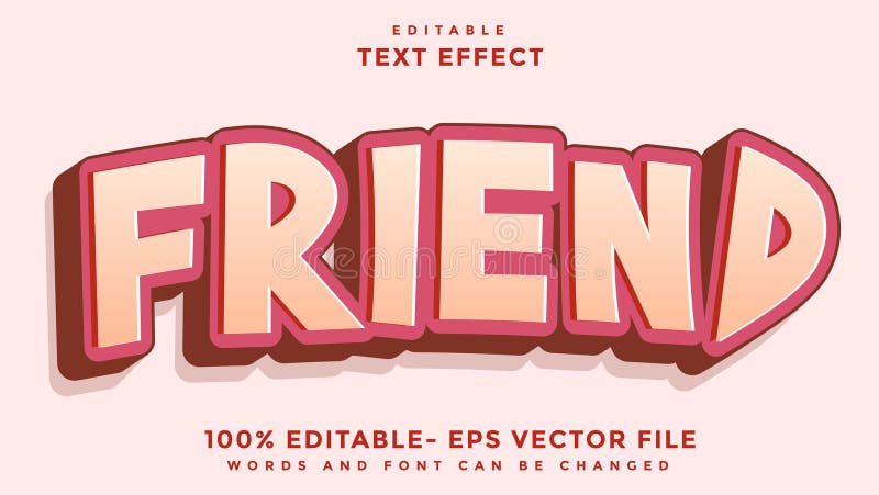 3d Minimal Gradient Friend Editable Text Effect Design Template, Effect ...