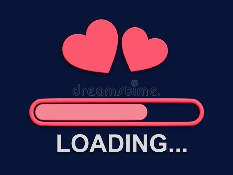 3d Minimal Loading Love. Loading Bar with a Couple of Hearts Stock ...