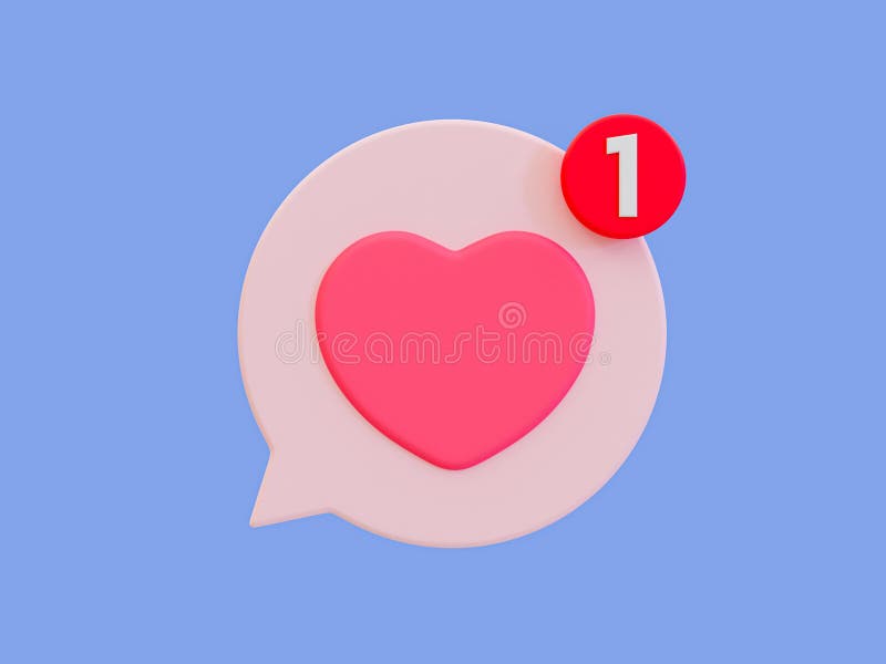 3d Minimal Love Chat Notification. Valentine Compositions. Romantic ...