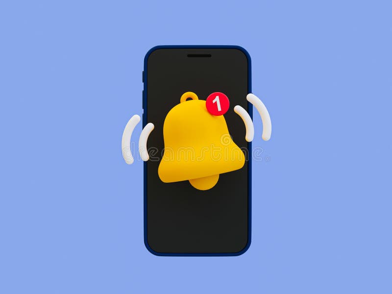 3d Minimal New Notification Alert. a Bell Icon Ringing on a Smartphone ...