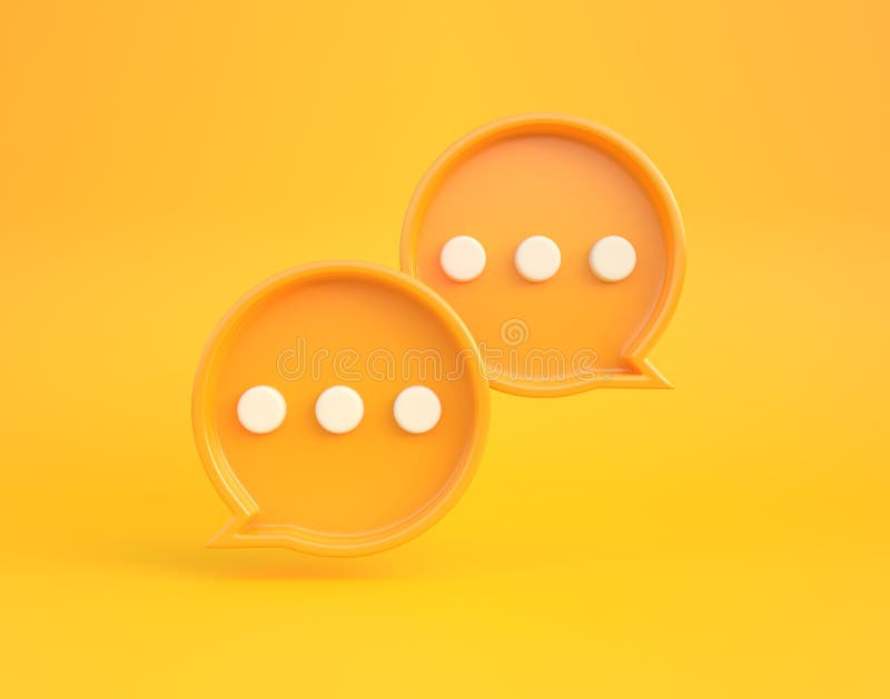 3D Minimal Round Yellow Chat Bubbles Isolated on a Yellow Background ...