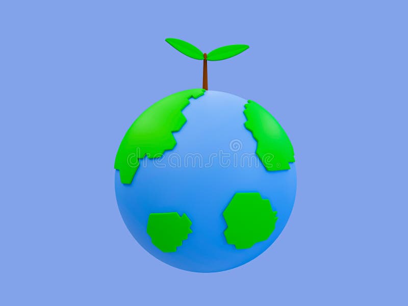 3d Minimal Saving Environment. Saving the World Concept. Small Tree ...