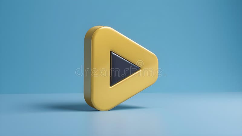 3D Minimal Simple Play Video or Audio Icon on Blue Stock Illustration ...