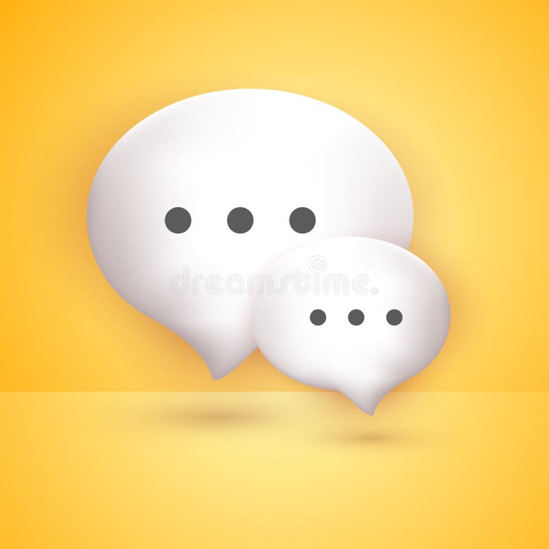 3D Minimal White Chat Bubbles on Yellow Background. Concept of Social ...