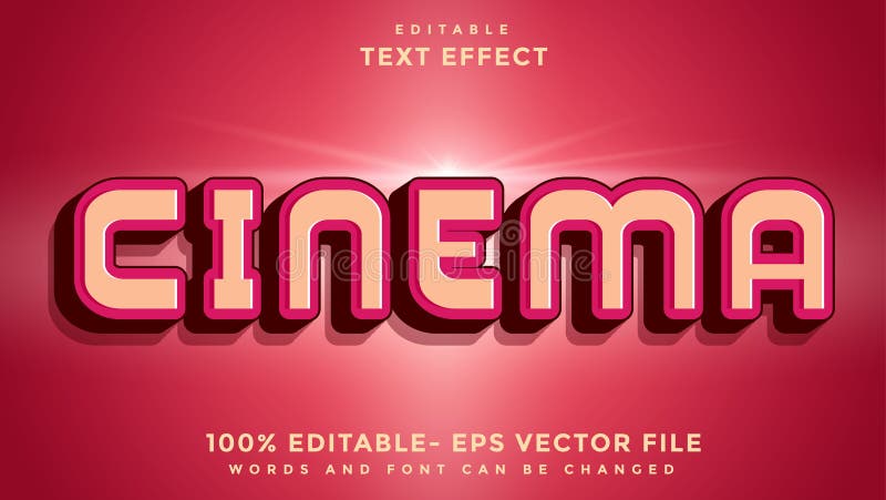 3d Minimal Cinema Editable Text Effect Design Template, Effect Saved in ...
