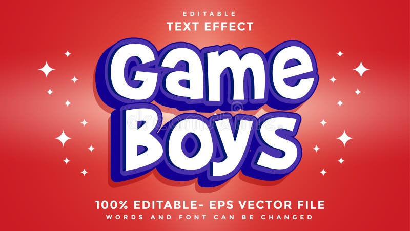 3d Minimal Game Boys Editable Text Effect Design Template, Effect Saved ...