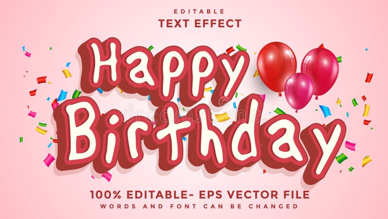 3d Minimal Happy Birthday Editable Text Effect Design Template, Effect ...