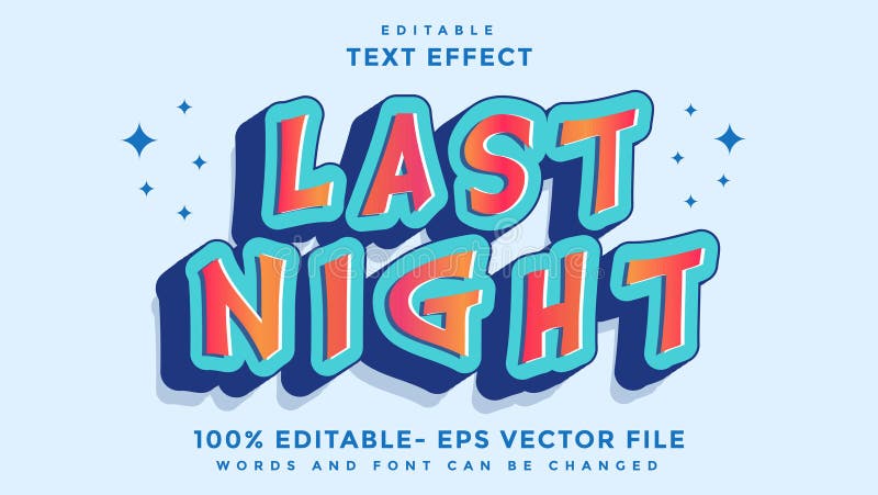 3d Minimal Last Night Editable Text Effect Design Template, Effect ...