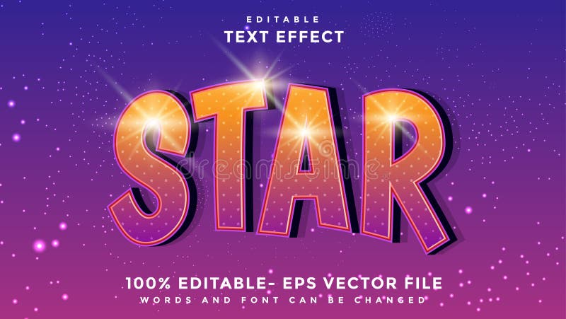 3d Minimal Star Editable Text Effect Design Template, Effect Saved in ...