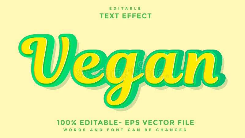 Vegan Editable Text Effect in 3d Style Stock Vector - Illustration of ...