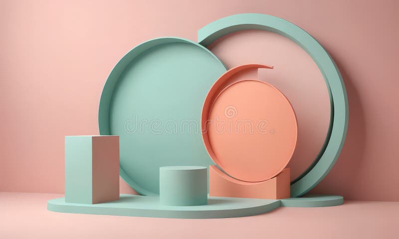 3D Minimalist Art Piece Features Circular Platform, Two Rectangular ...
